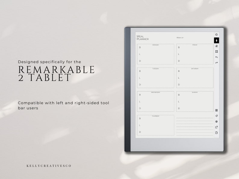 Remarkable 2 Template, Meal Planner, Weekly Meal Planner, Digital ...