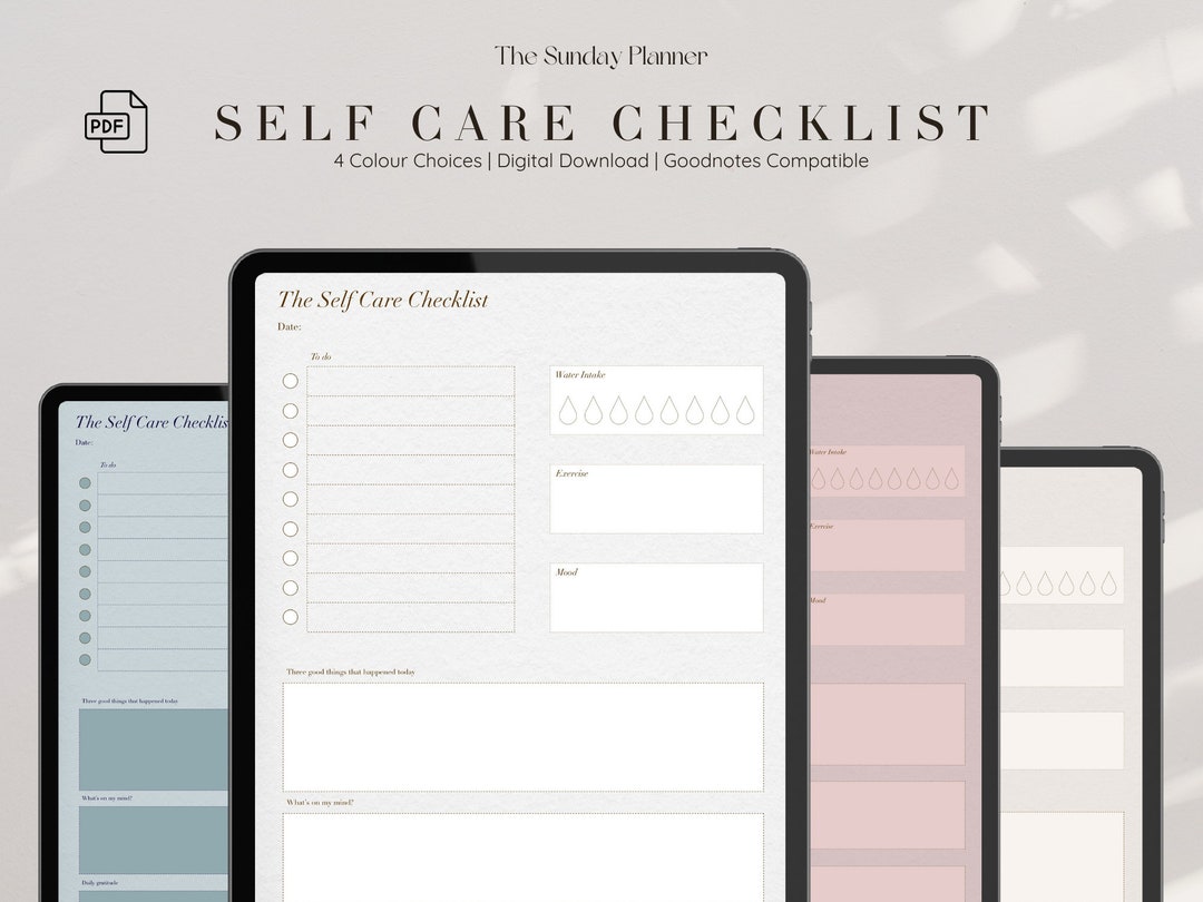 Digital Self Care Checklists Wellness Templates Goodnotes Self Care ...
