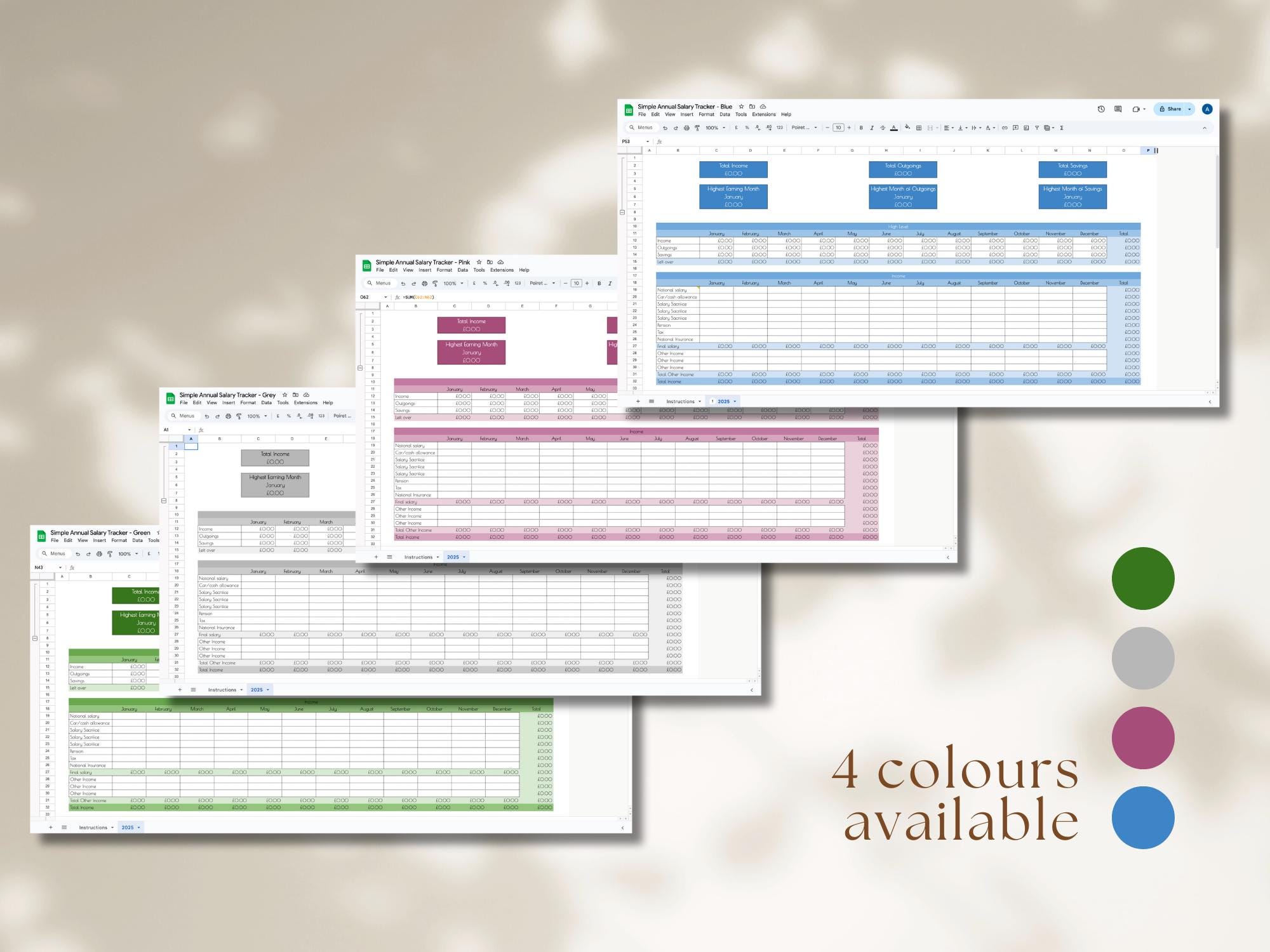 Simple Salary Tracker Spreadsheet Google Sheets Tracking Report Income ...