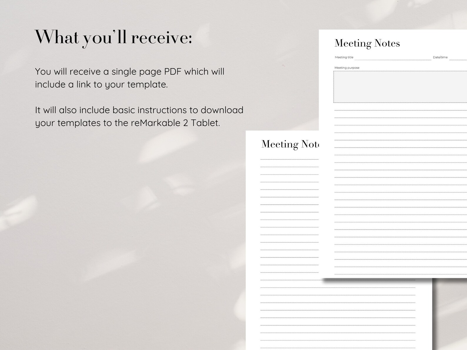 Remarkable 2 Meeting Notes Template for Work Calls Business Meeting ...