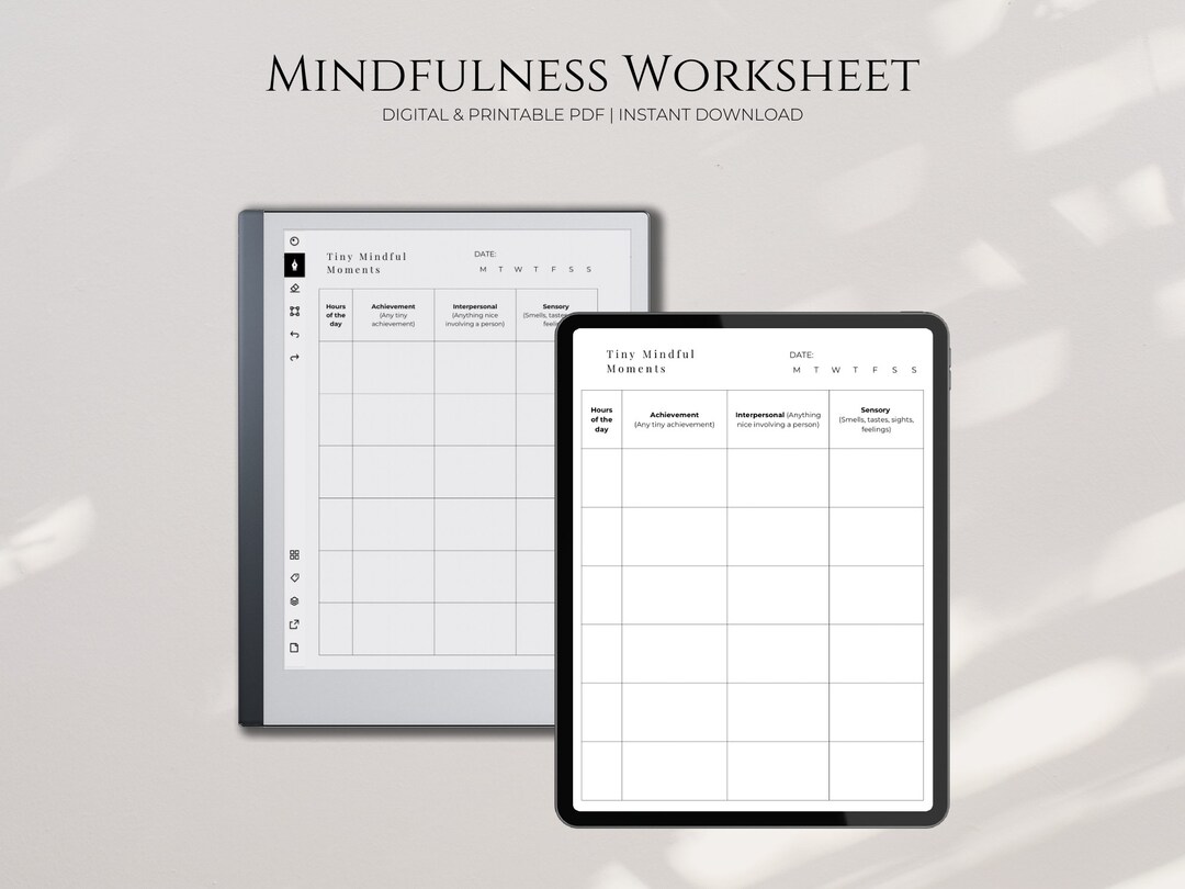 Mindfulness Worksheet, CBT Technique, Digital and Printable Download - Etsy