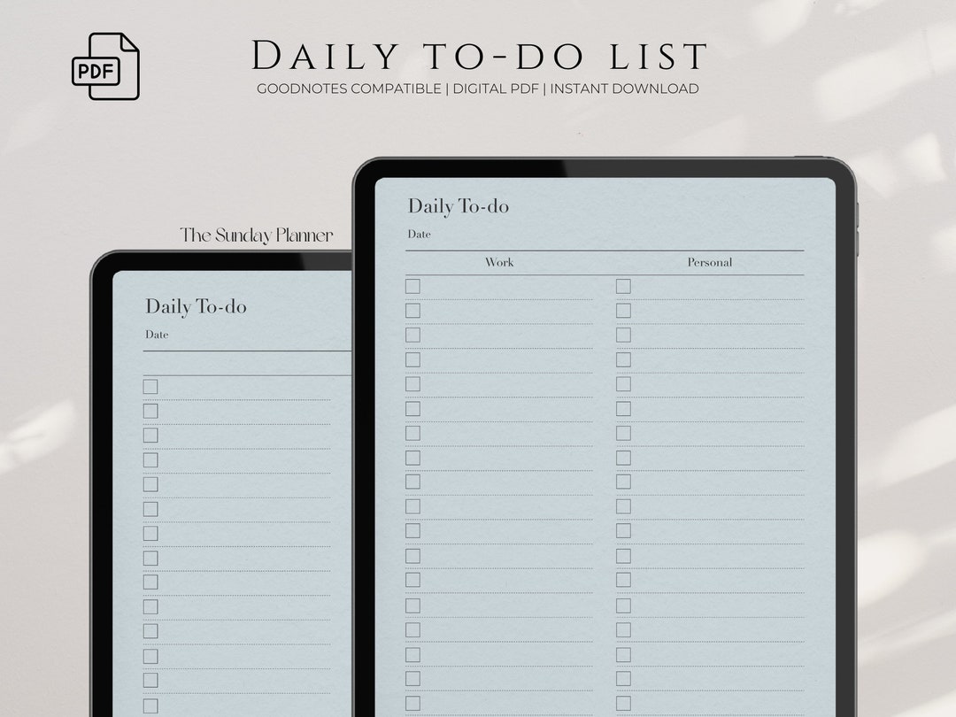 Daily to Do List Digital Checklist for Work to Do Tracker Instant ...