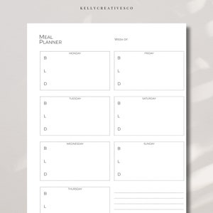 Remarkable 2 Template, Meal Planner, Weekly Meal Planner, Digital ...