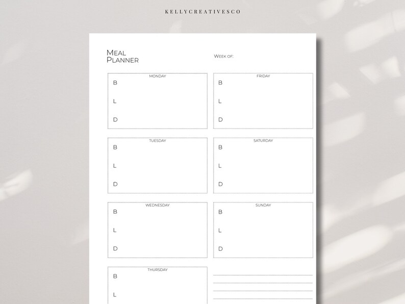 Remarkable 2 Template, Meal Planner, Weekly Meal Planner, Digital ...