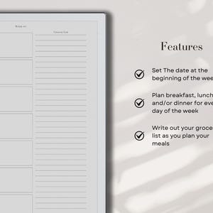Remarkable 2 Digital Meal Planning Template Editable Weekly Meal ...
