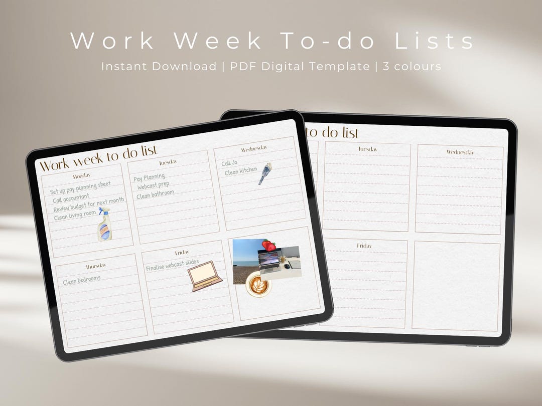 Work Week To-do List Digital Template Undated Weekly Planner for ...