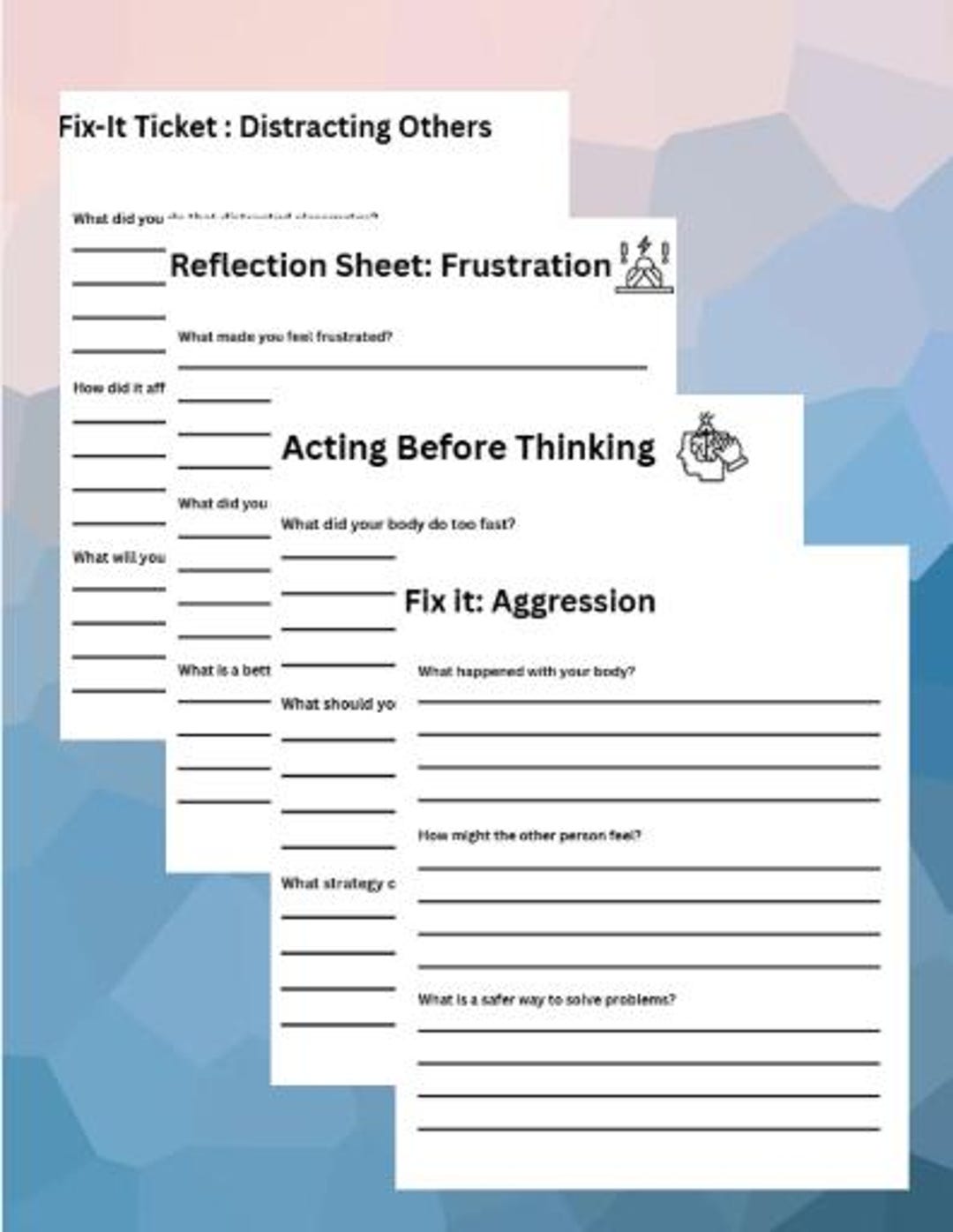 Pause, Reflect, Reset: Behavior Reflection & Problem-solving Toolkit - Etsy