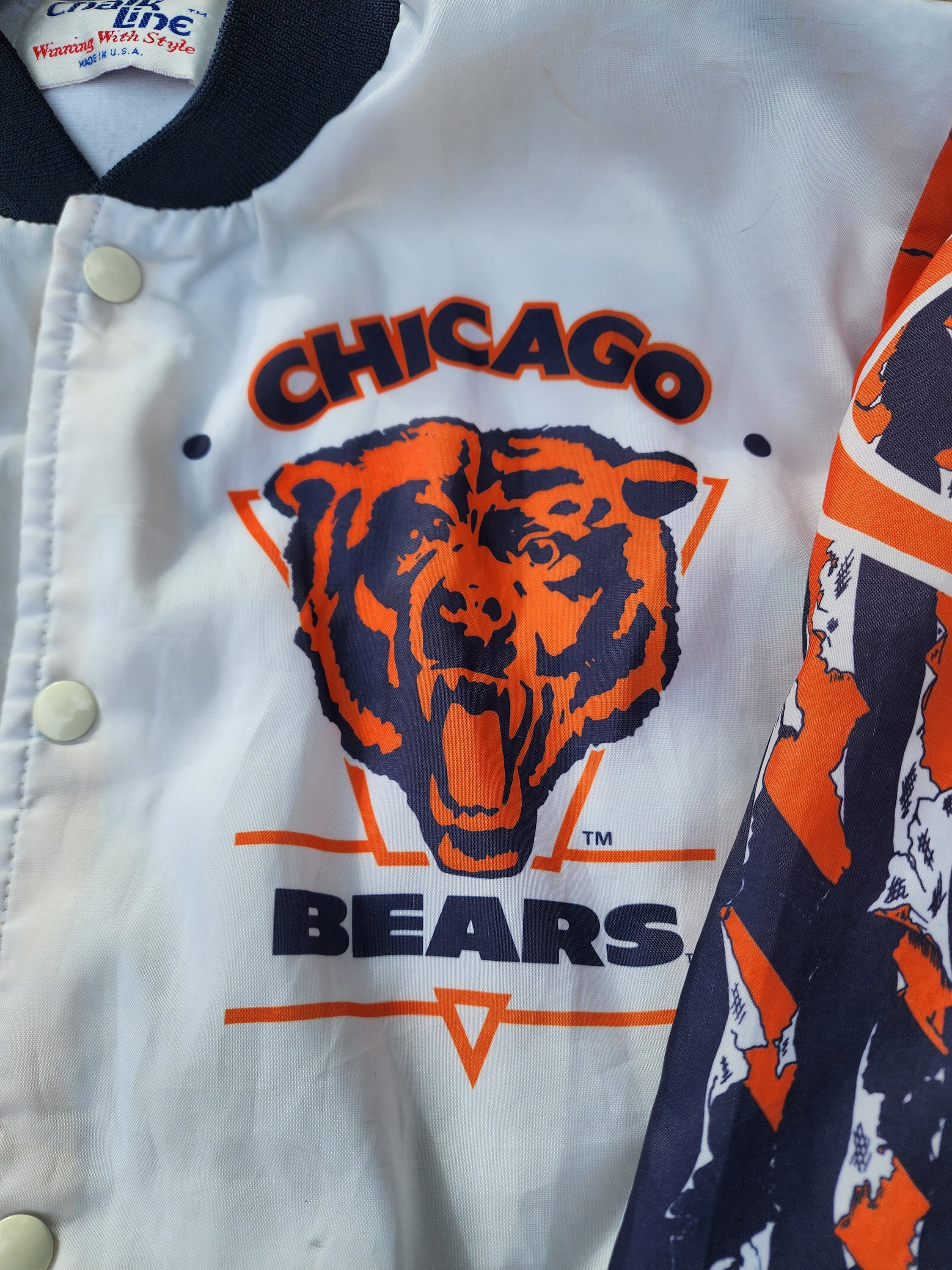 Vintage 1990s Chicago Bears Chalk Line Fanimation Satin Jacket Large - Etsy