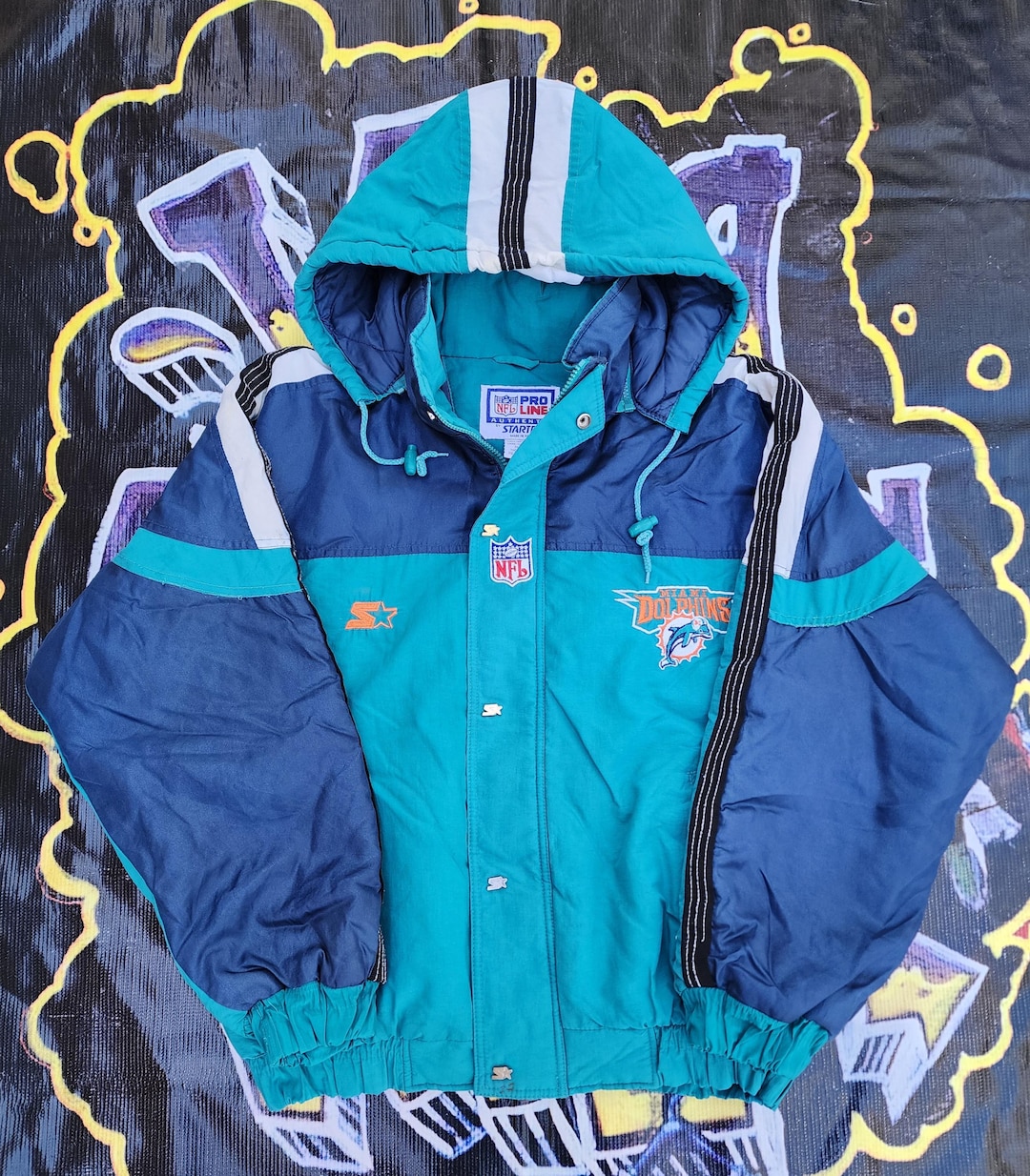 Vintage 1990s Miami Dolphins Starter Pro Line Full Zip Jacket M-L - Etsy