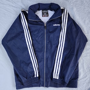 Vintage 1990s Adidas Blue White Windbreaker XL - Etsy UK