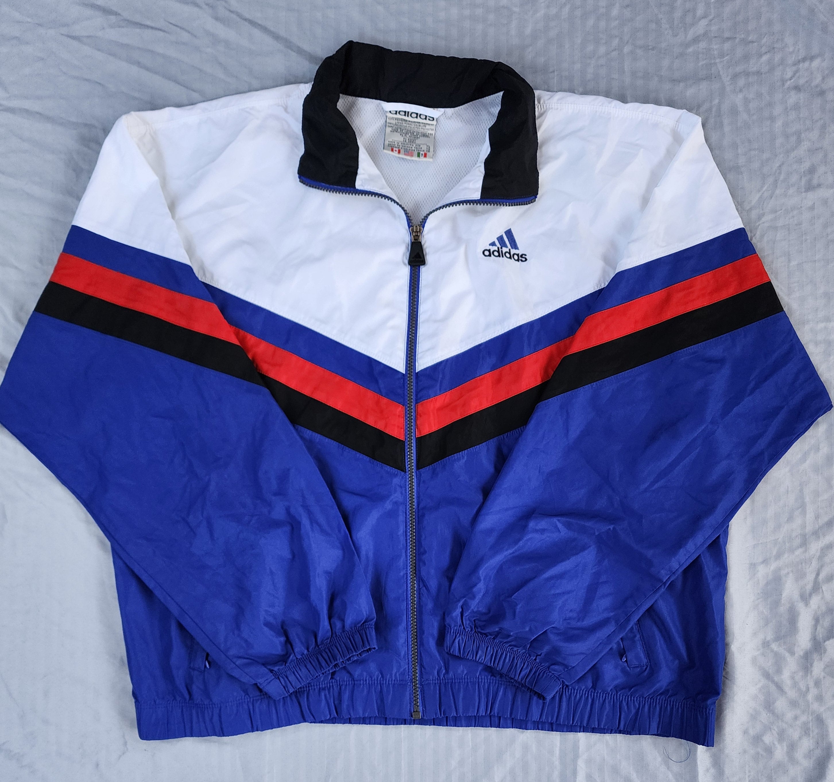 Vintage 1990s Adidas Blue Black White Red Full Zip Track Jacket XL - Etsy