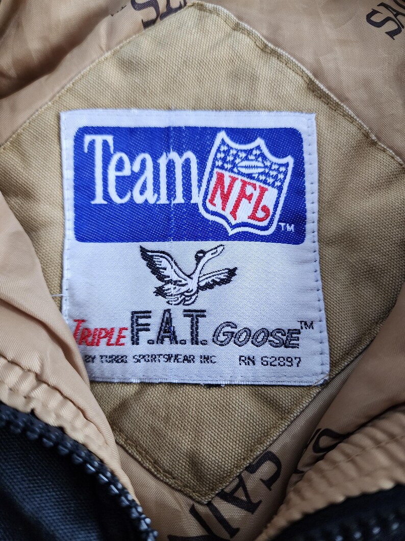 Vintage 1990s New Orleans Saints Team NFL Goose Down Trench Coat Jacket ...