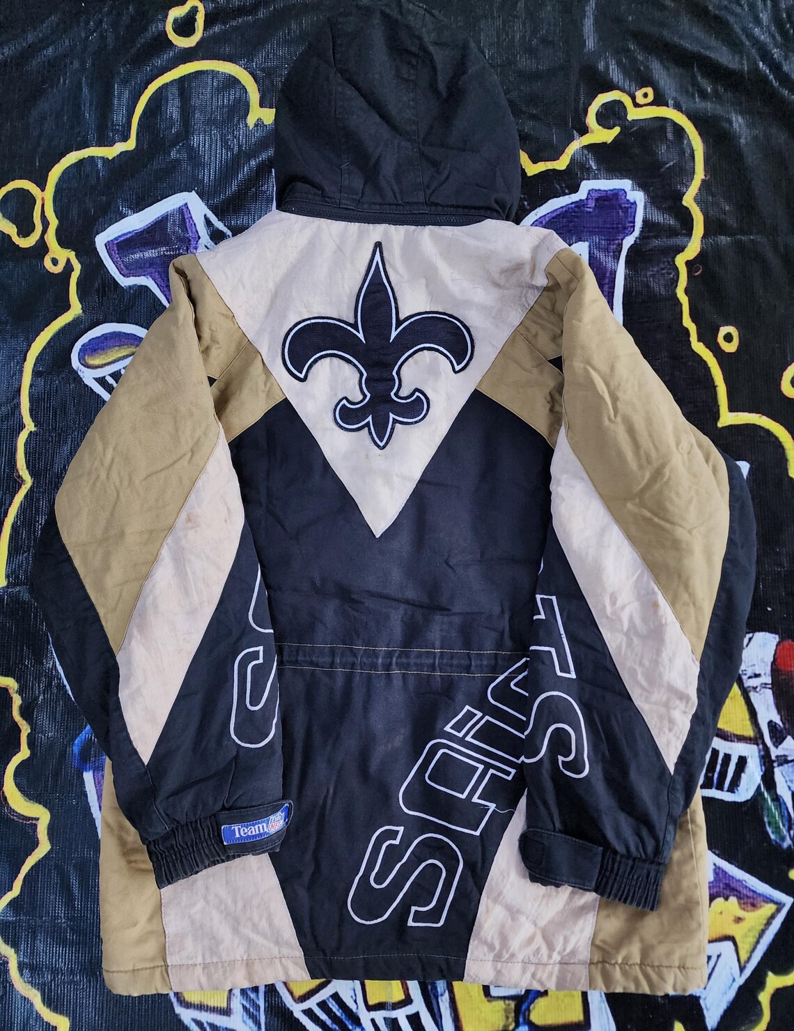 Vintage 1990s New Orleans Saints Team NFL Goose Down Trench Coat Jacket ...