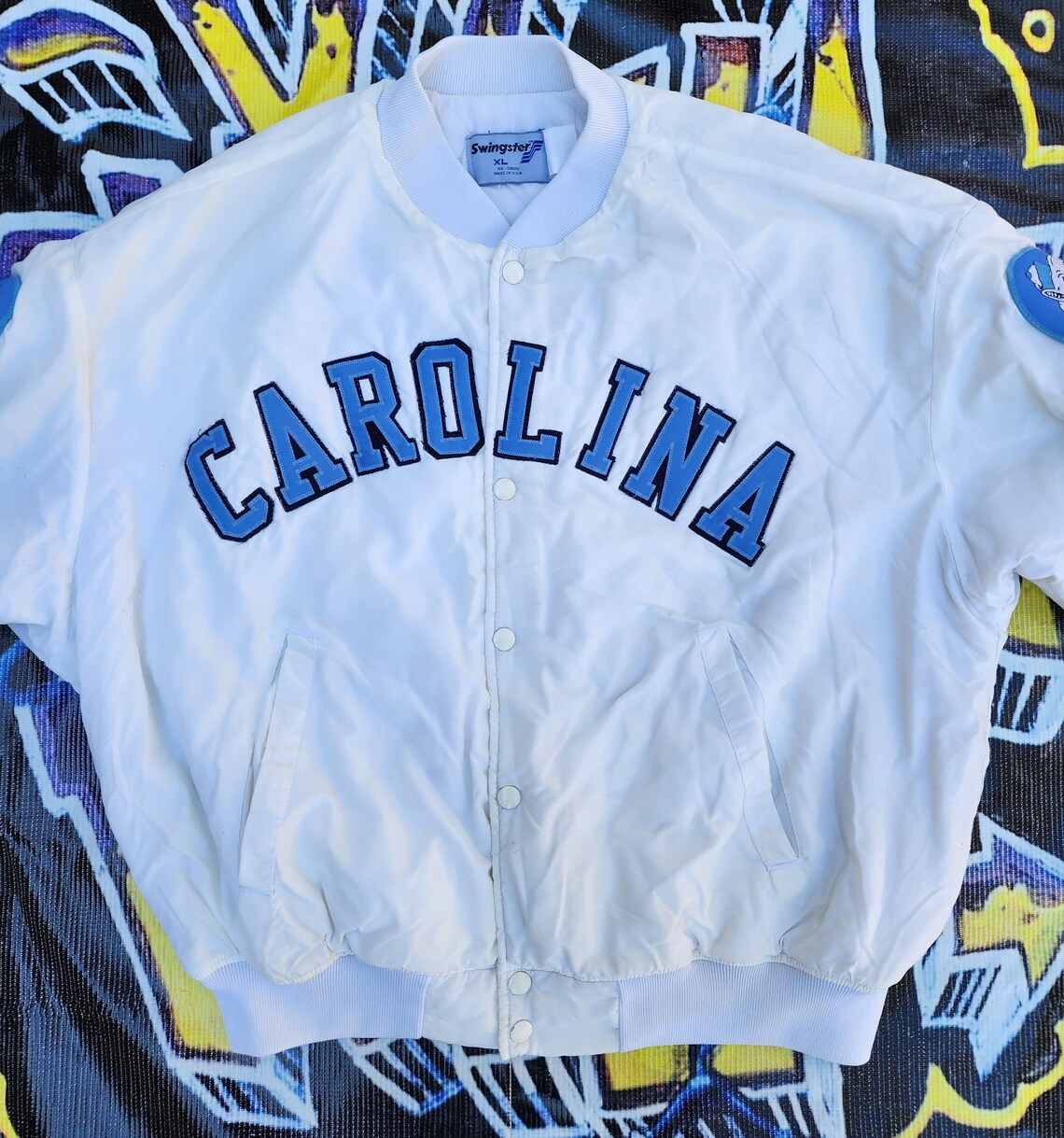 Vintage 90s University North Carolina UNC Tarheels Swingster White ...
