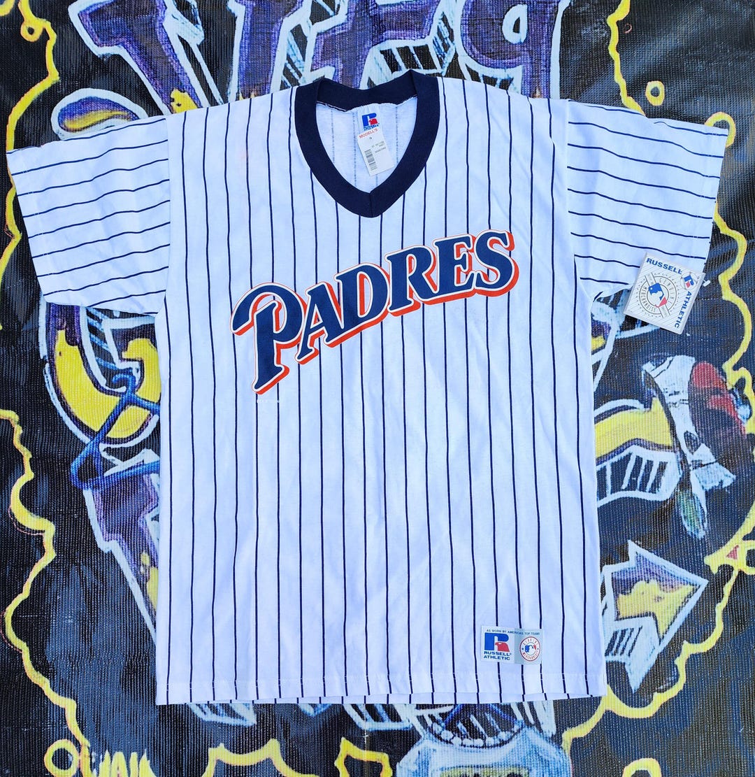 BNWT Vintage 80s 90s San Diego Padres Russell Athletic Pinstripe T ...