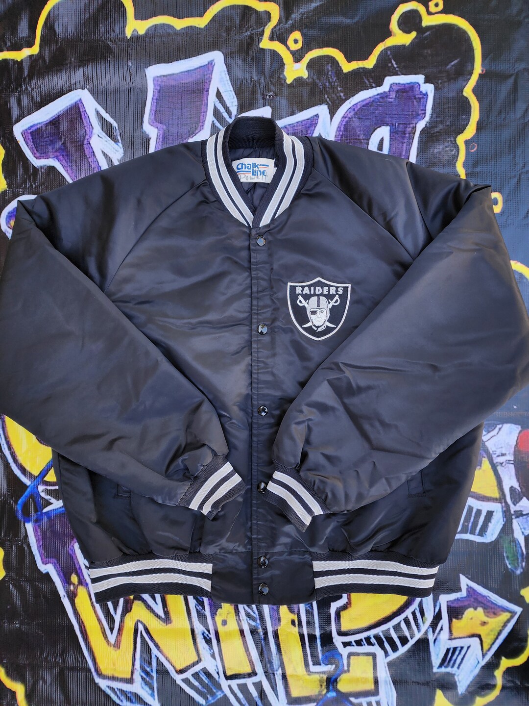 Vintage 1990s Los Angeles Raiders Chalkline Satin Jacket XL - Etsy