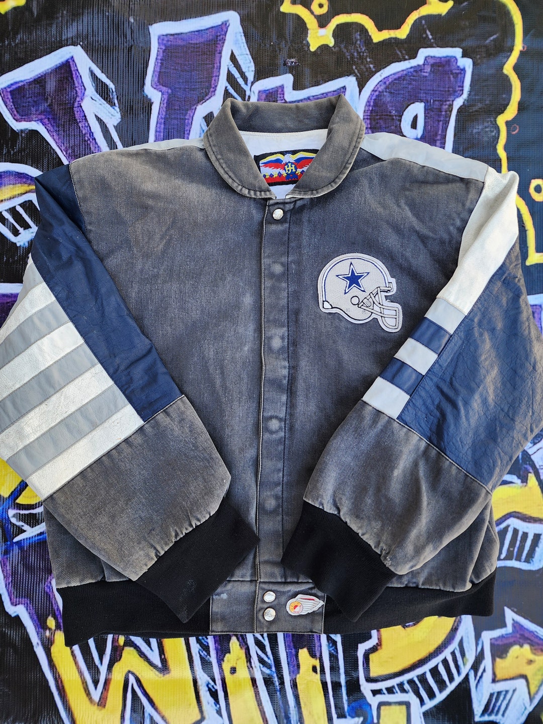 Rare! 90s Dallas Cowboys Jeff Hamilton Denim Leather Jacket Large - Etsy