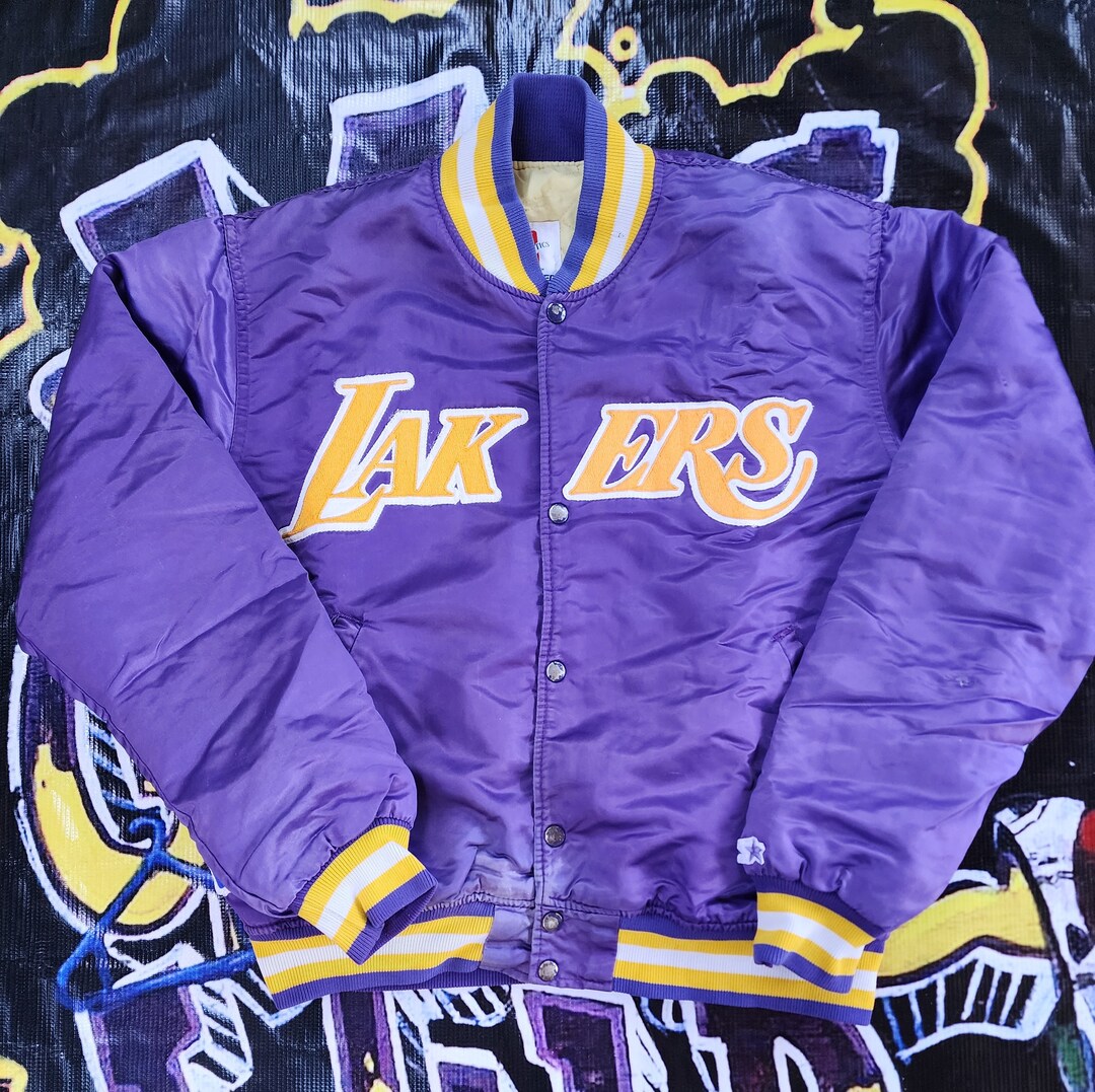 Rare!!! Vintage 1990s Los Angeles Lakers Starter Satin Purple Yellow ...