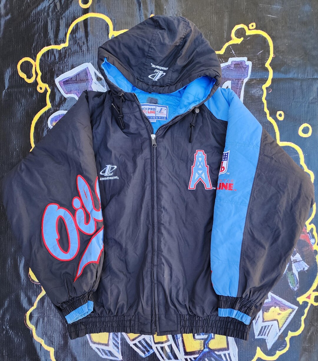 Vintage 1990s Houston Oilers Logo Athletic Puffer Jacket 2XL - Etsy