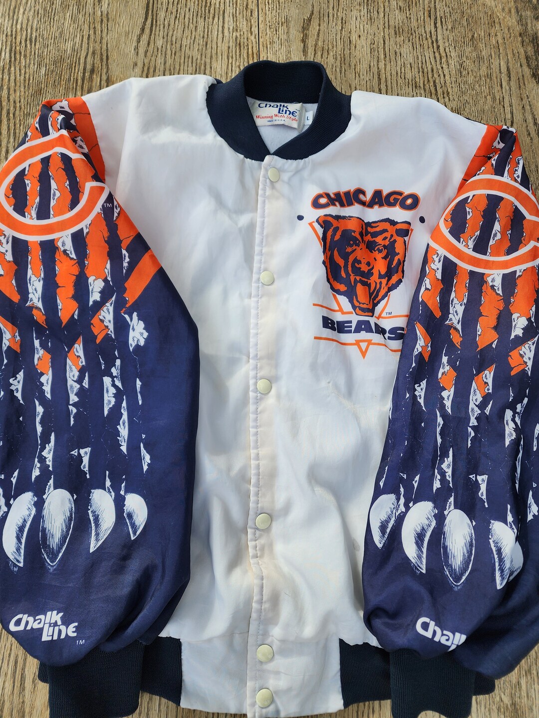 Vintage 1990s Chicago Bears Chalk Line Fanimation Satin Jacket Large - Etsy