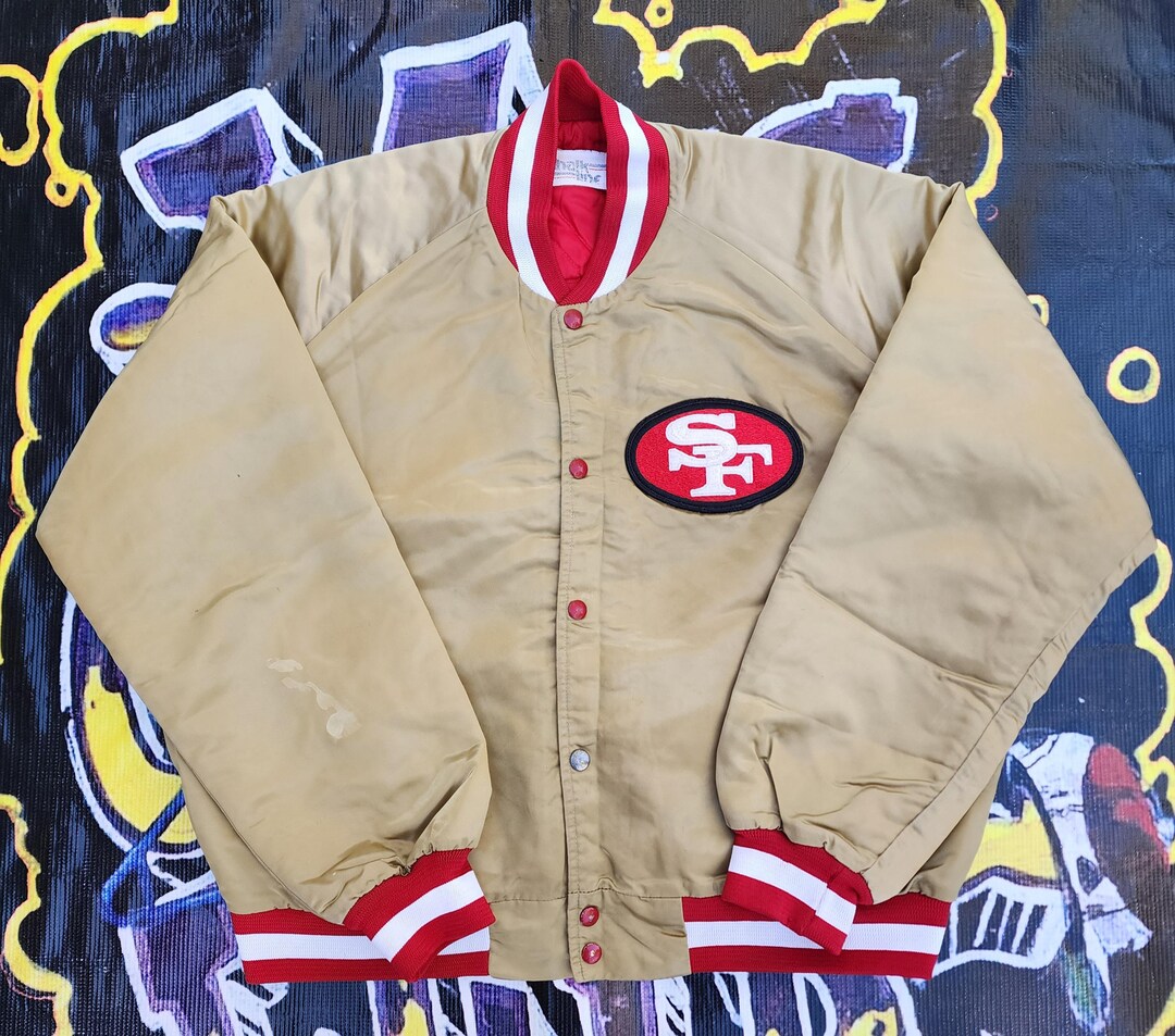 Vintage 1980s San Francisco 49ers Chalk Line Satin Bomber Jacket ...