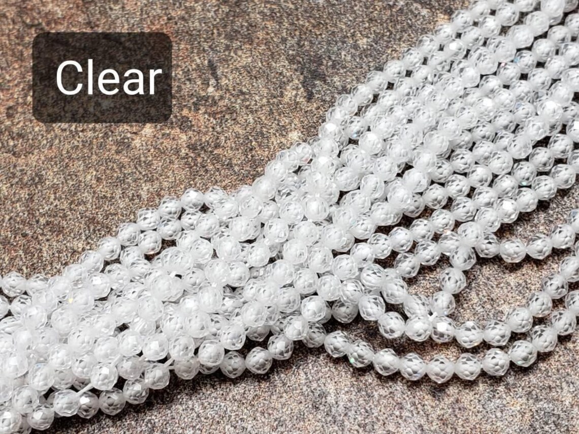 Cubic Zirconia CZ Faceted Round Beads, 15 Inch - Etsy