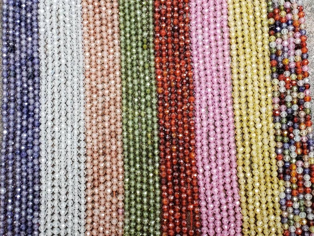 Cubic Zirconia CZ Faceted Round Beads, 15 Inch - Etsy