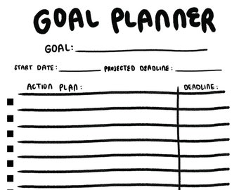 Goal Planner, Minimalist Goal Planner, Printable Planner, Downloadable ...