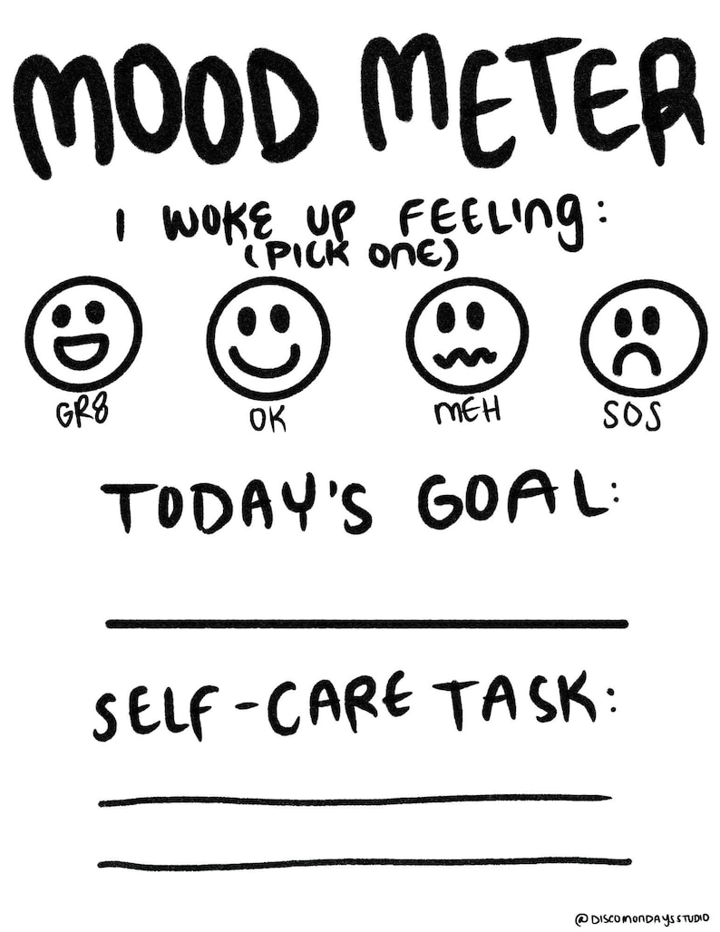 Daily Mood Tracker, Mood Tracker, Self-care Chart, Printable Mood ...