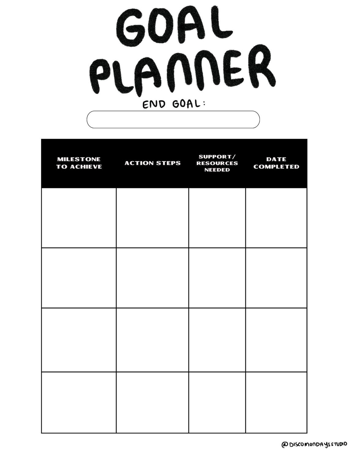 Goal Planner, Minimalist Goal Planner, Printable Planner, Downloadable ...