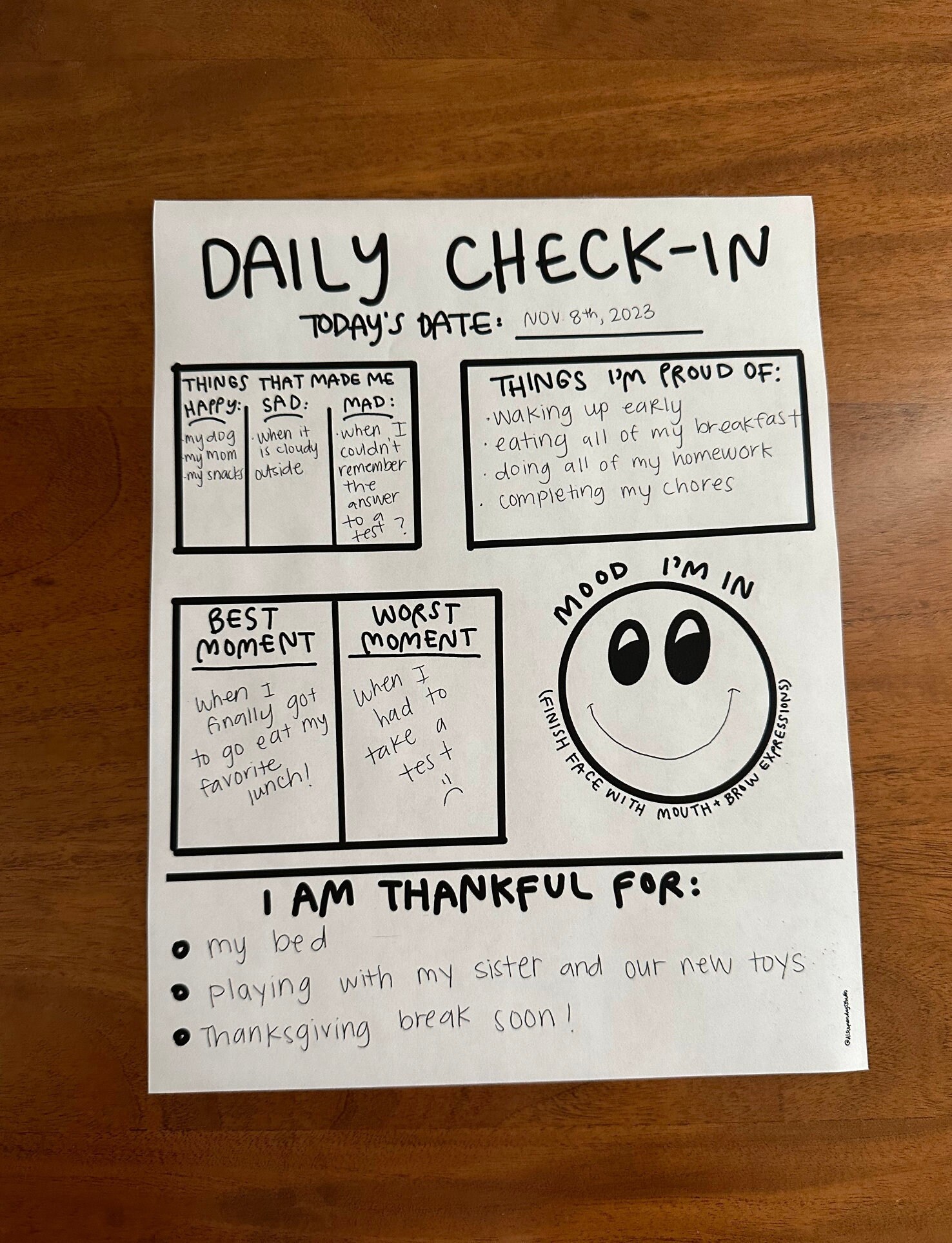 Mental Health Check In, Daily Tracker, Mood Tracker, Self-care Chart ...