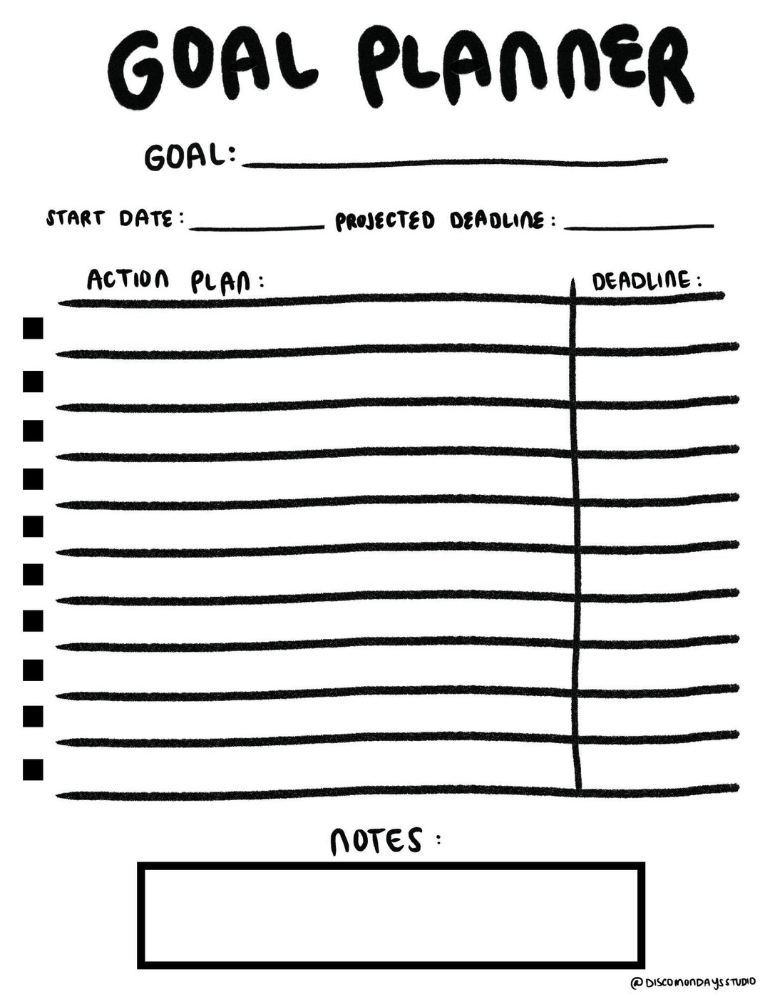 Goal Planner, Goal Planner Checklist, Minimalist Goal Planner ...