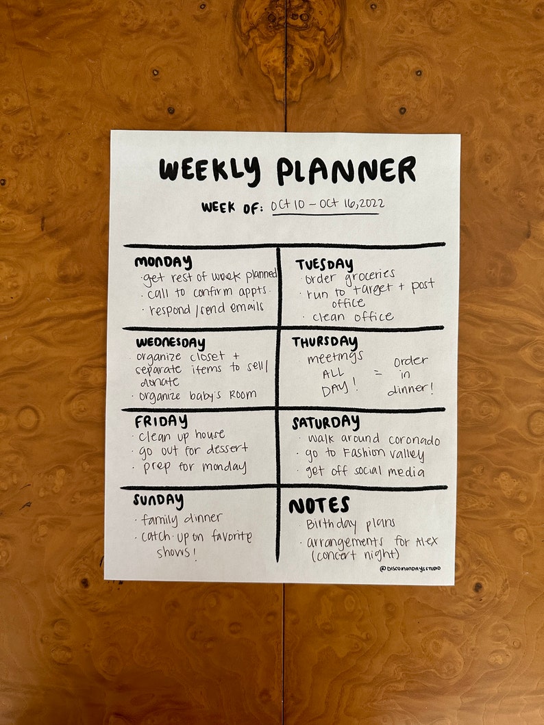 Weekly Planner, Minimal Planner, Daily Planner, Undated Weekly Planner ...