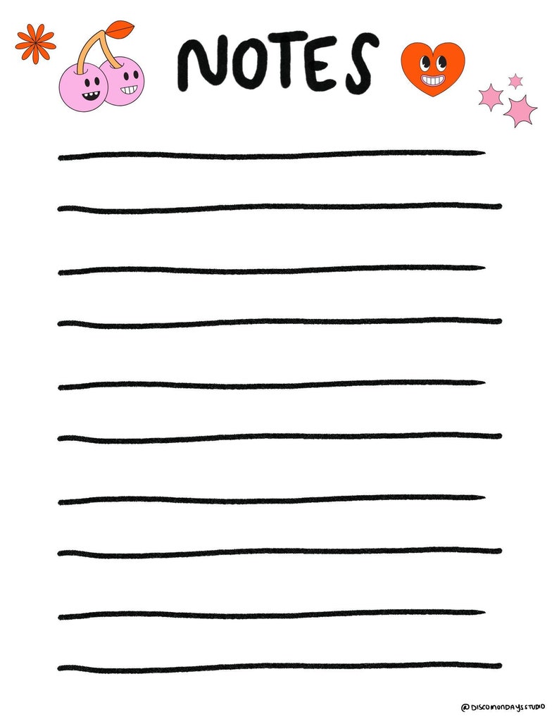 Cute Notes, Minimal Notes List, Digital Notes, Printable Notes, Notes ...