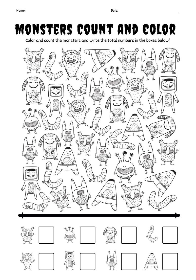 Kids Halloween Worksheet, Kids Halloween Activity, Halloween Coloring ...