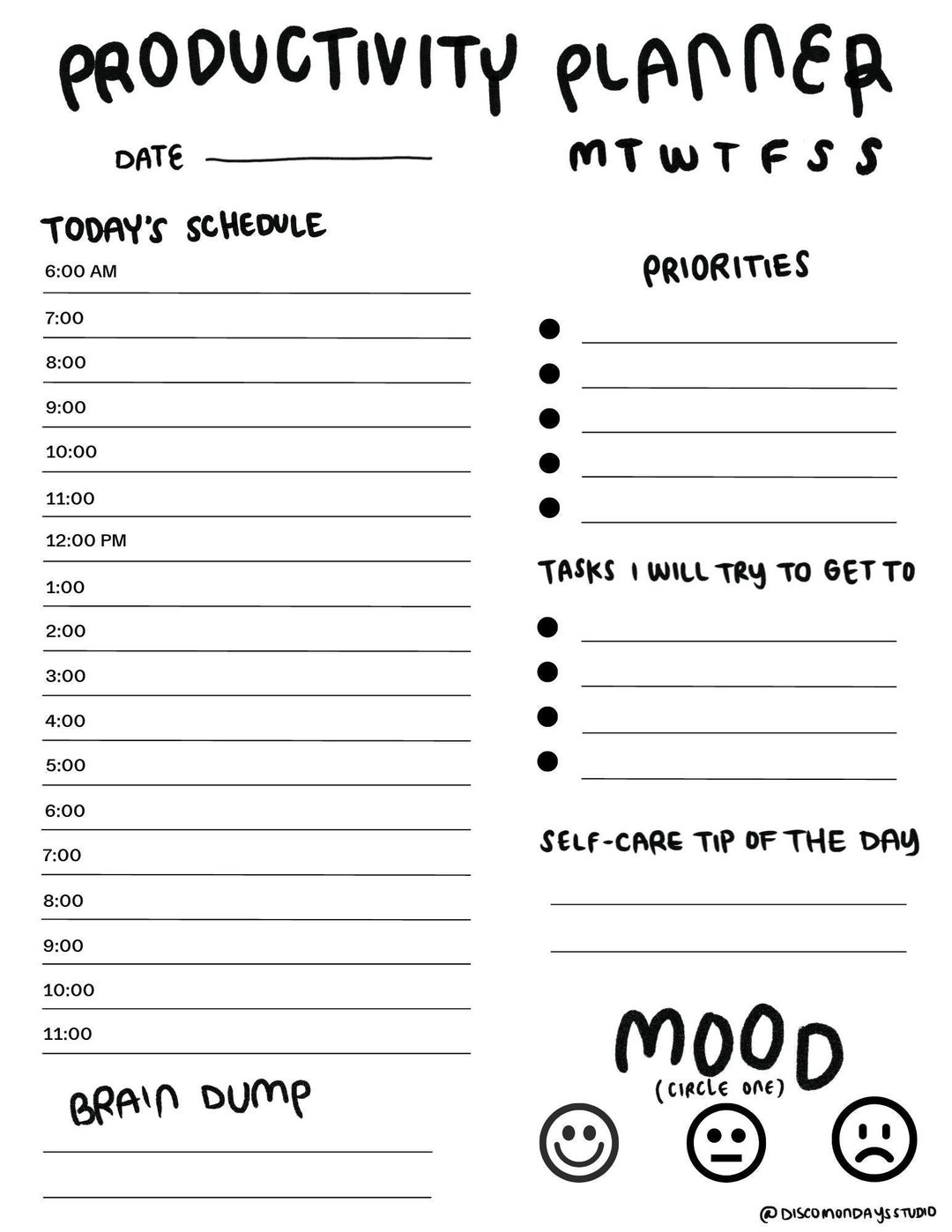 Handwritten Planner, Minimal Planner, Daily Planner, Productivity ...