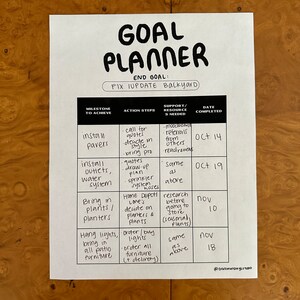 Goal Planner, Minimalist Goal Planner, Printable Planner, Downloadable ...