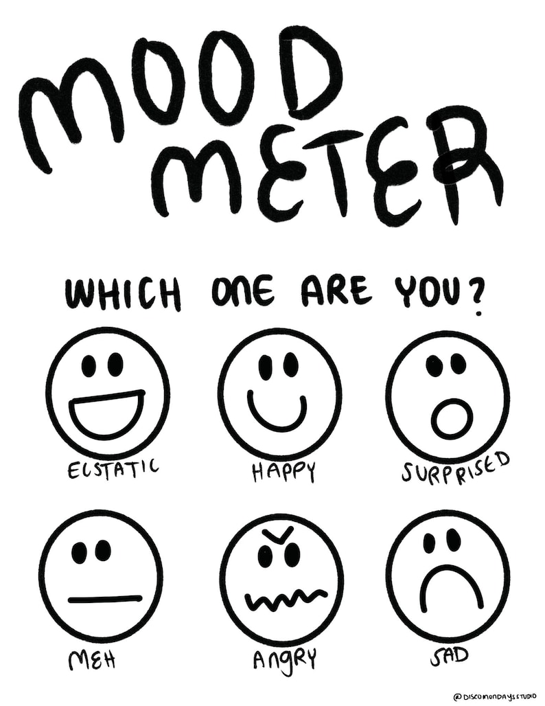 Mood Chart, Daily Mood Tracker, Mood Tracker, Self-care Chart ...