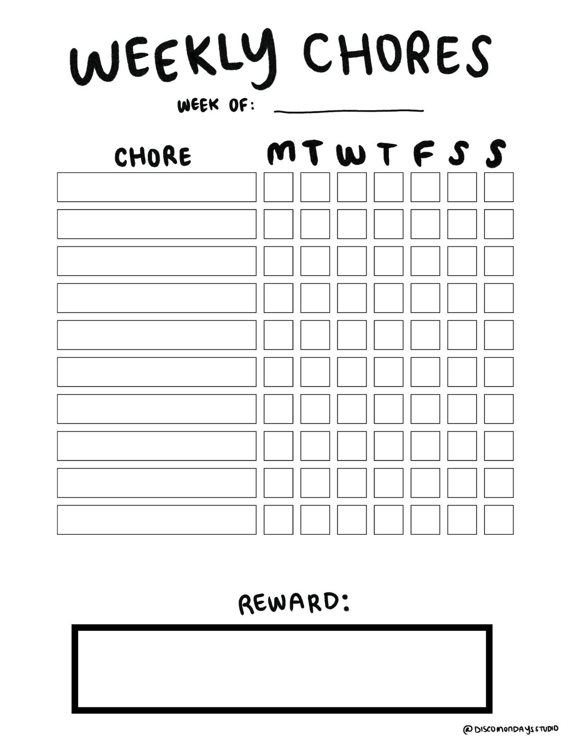 Kid's Chore Chart, Kid's Chore Planner, Family Planner Minimalist ...
