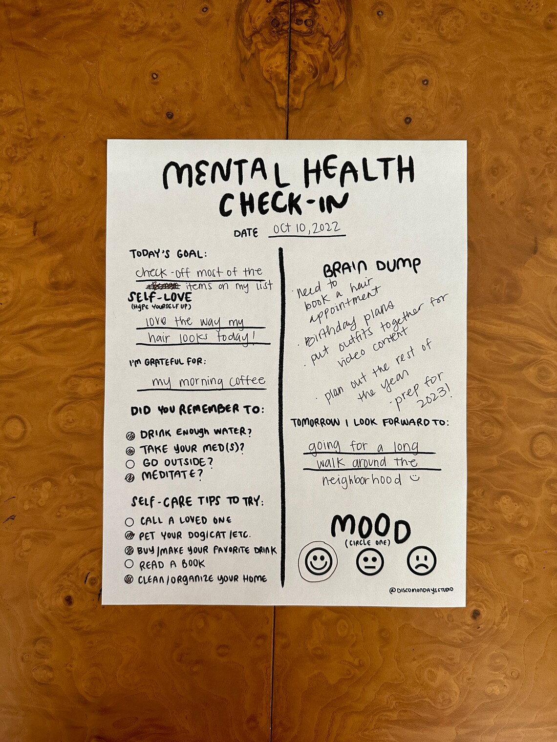 Mental Health Check In, Daily Mood Tracker, Mood Tracker, Self-care ...