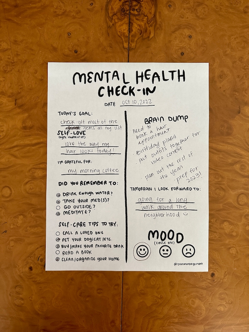 Mental Health Check In, Daily Mood Tracker, Mood Tracker, Self-care ...