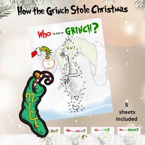 Grinch Game, Grinch Activity, Connect the Dots Game, Grinch Christmas ...