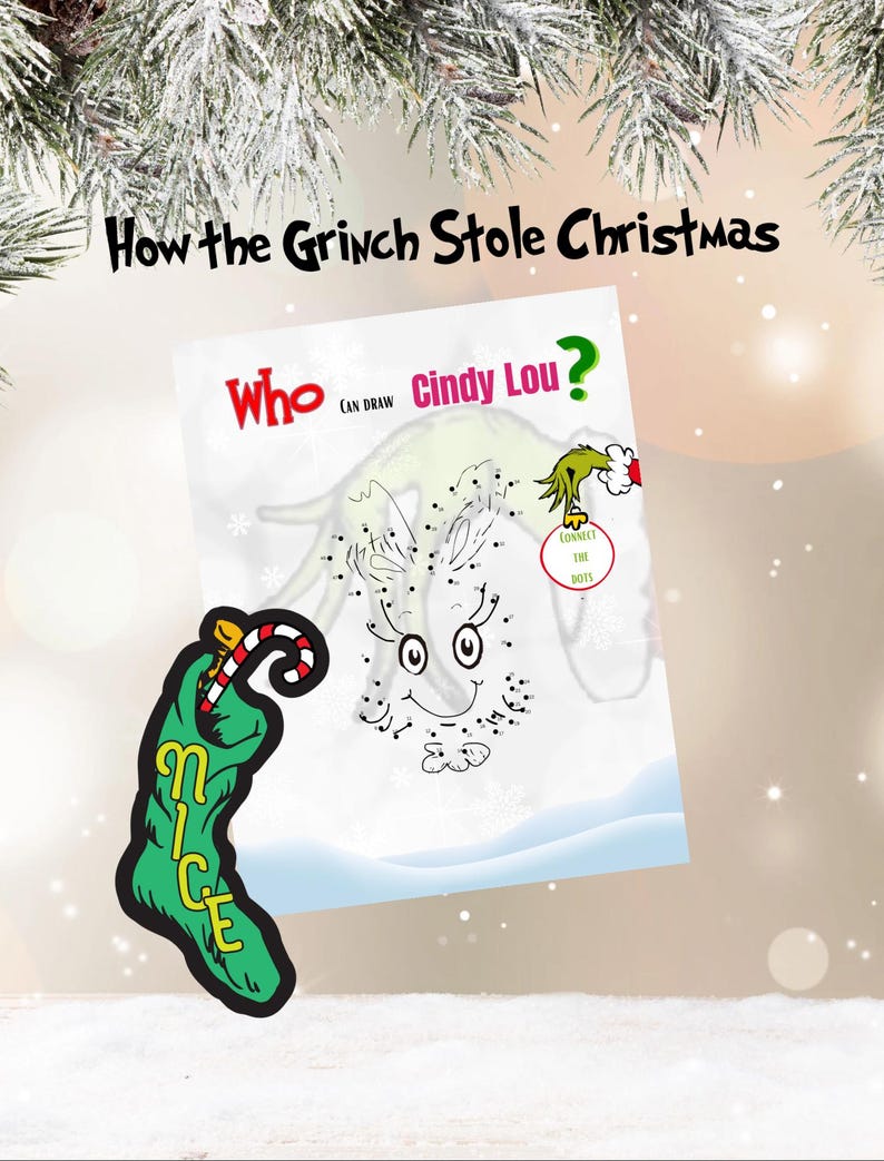 Grinch Game, Grinch Activity, Connect the Dots Game, Grinch Christmas ...