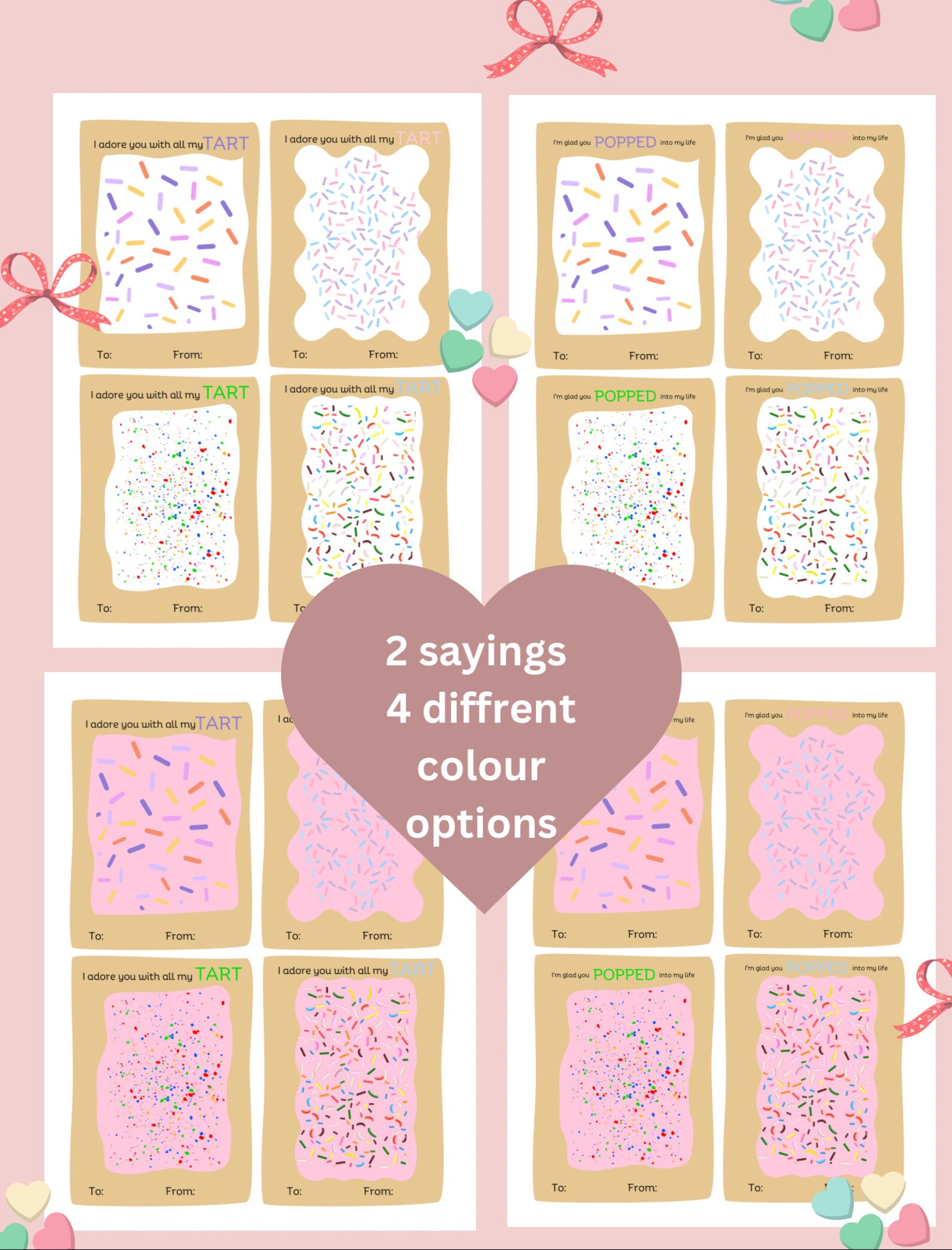 Printable Poptart Valentine Cards, Classroom Valentines Day Cards, Kids ...