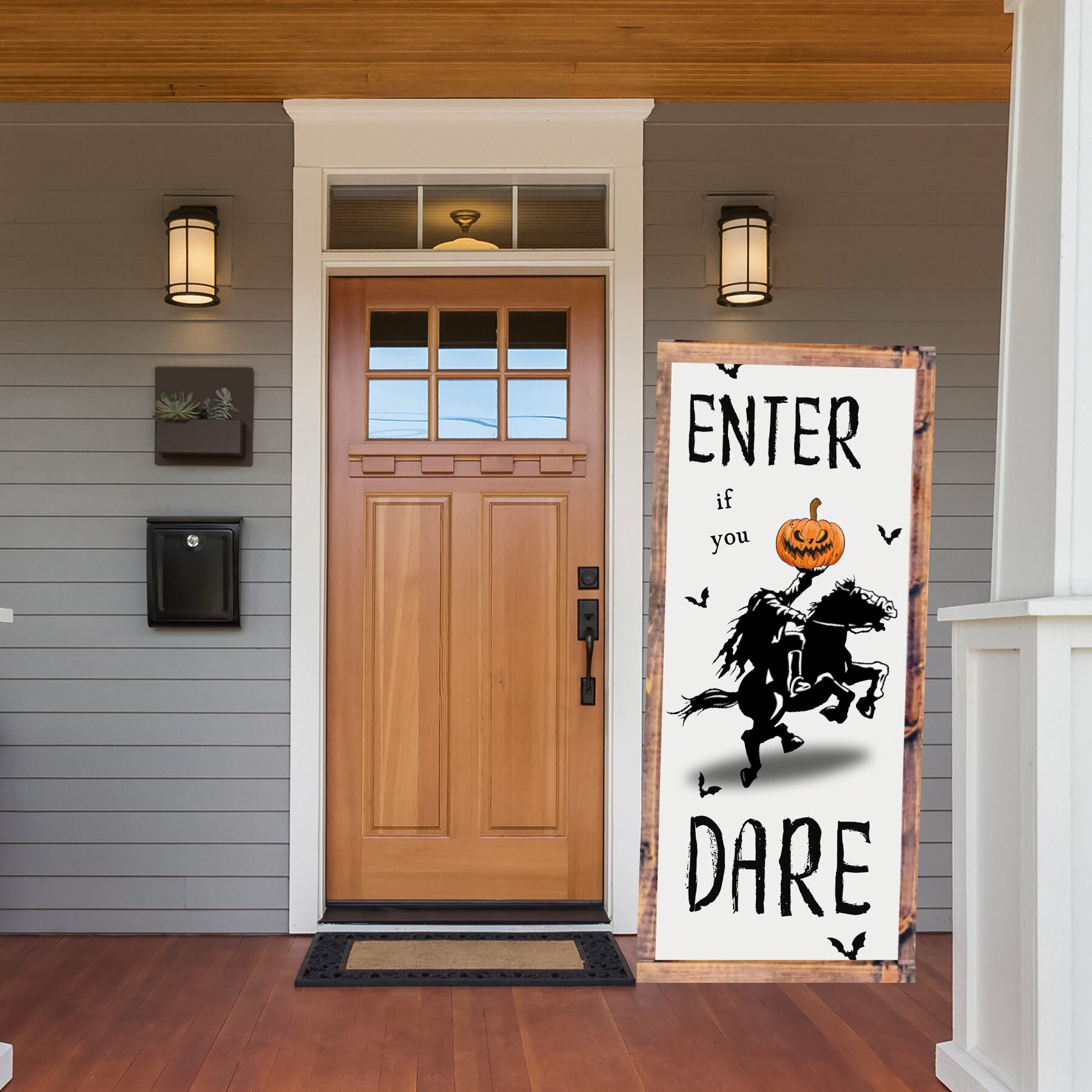 Headless Horseman Sign Png, Halloween Porch Sign, Spooky Sign, Enter If ...