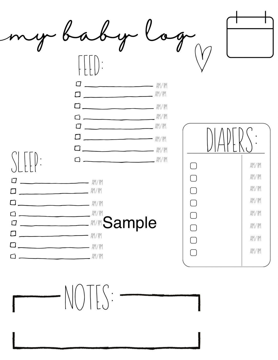 Printable Newborn Care Log, Baby Tracker for Feeding, Diapers, and ...