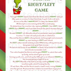 Christmas Left Right Grinch Game Christmas Pass the Prize - Etsy