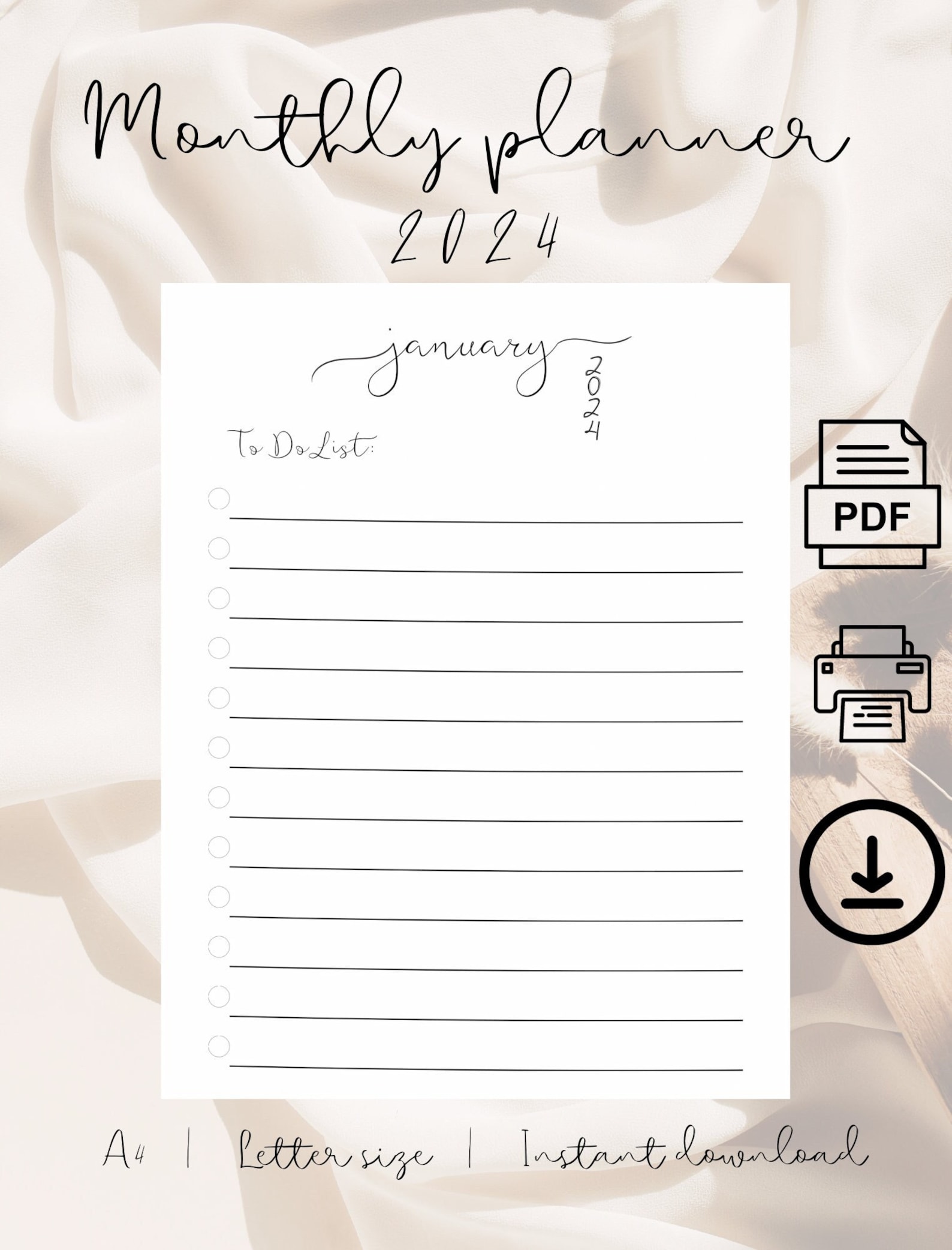 2024 Monthly to Do List 2024 Printable Todo List 2024 Monthly Planner ...