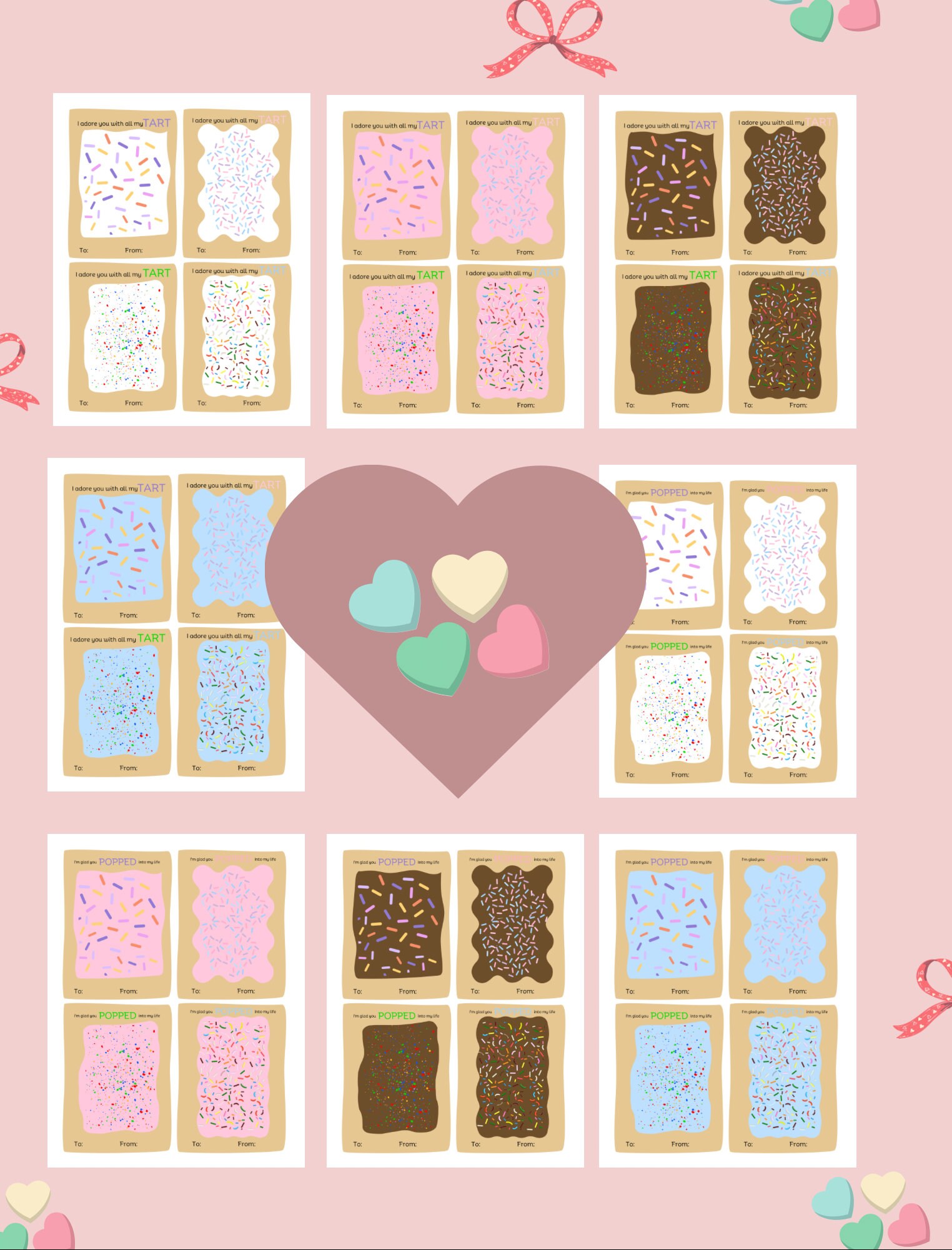 Printable Poptart Valentine Cards, Classroom Valentines Day Cards, Kids ...