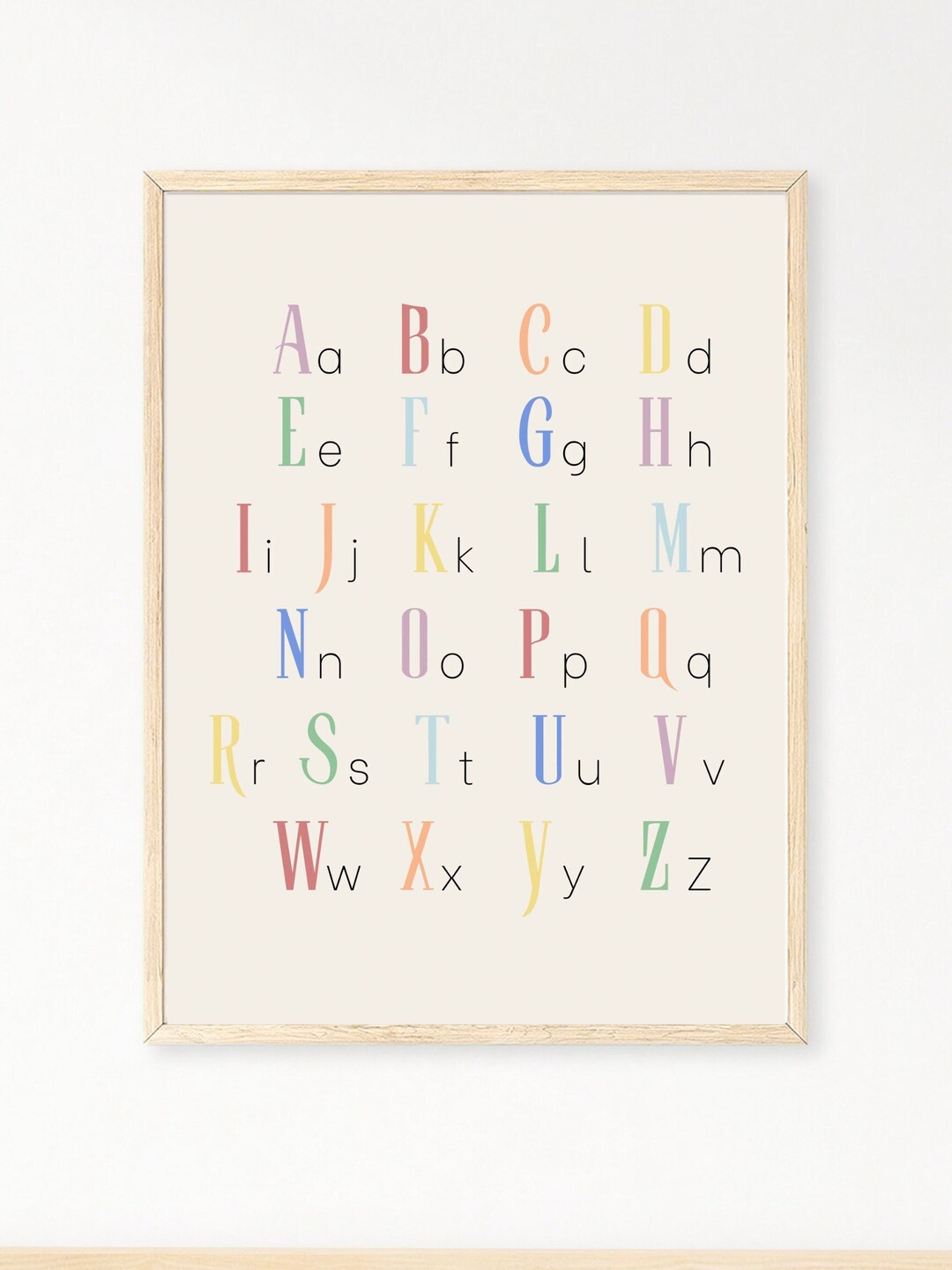 Rainbow Alphabet Poster, Handwriting Chart Print, Educational Wall Art ...